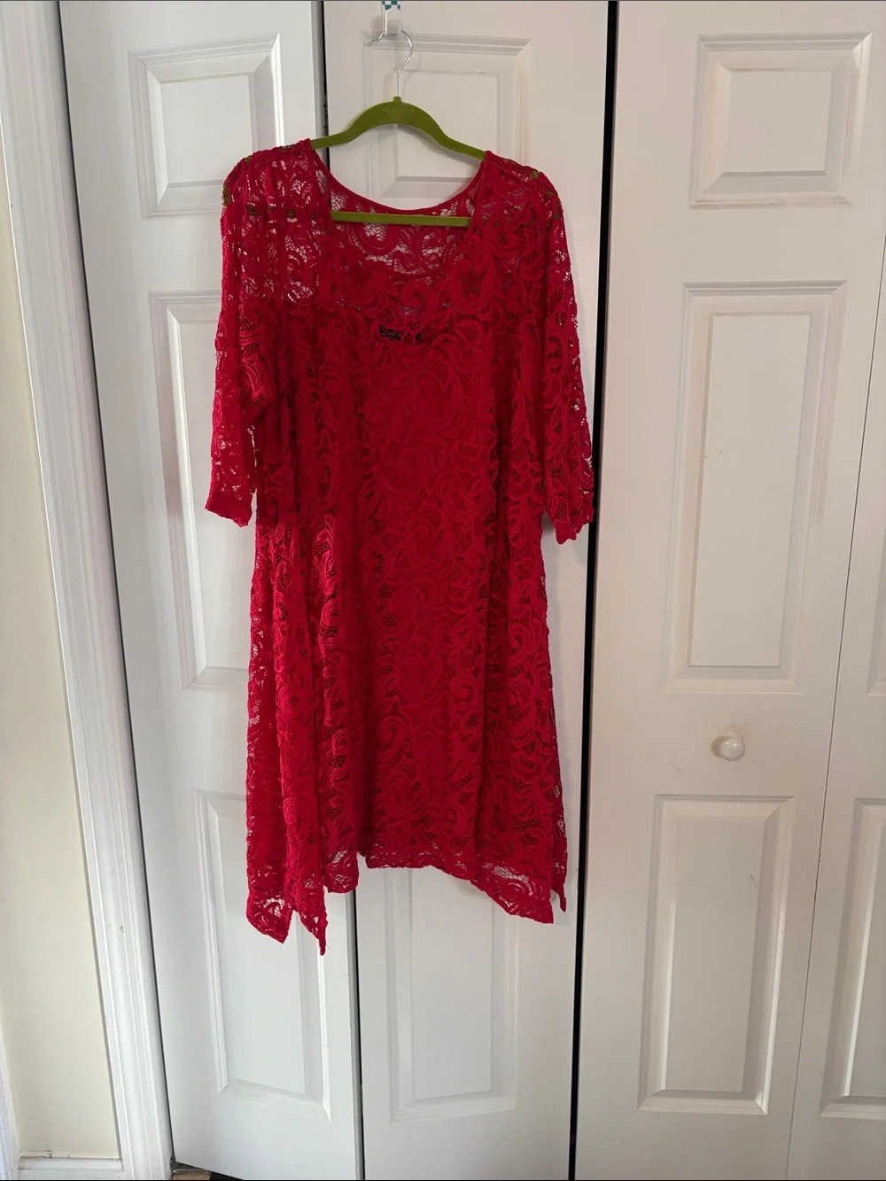 Lane Bryant | Dresses | Lane Bryant Red Lace Midi Dress | Poshmark